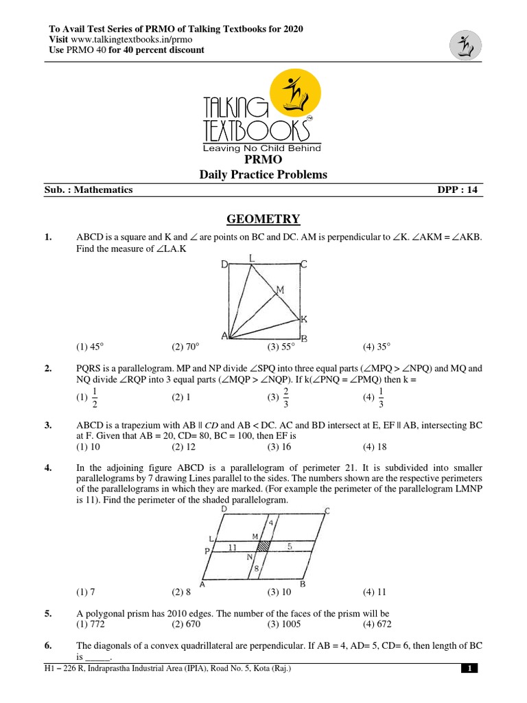 Daily Practice Problems in Geometry: Accessing Discounted Test Series ...