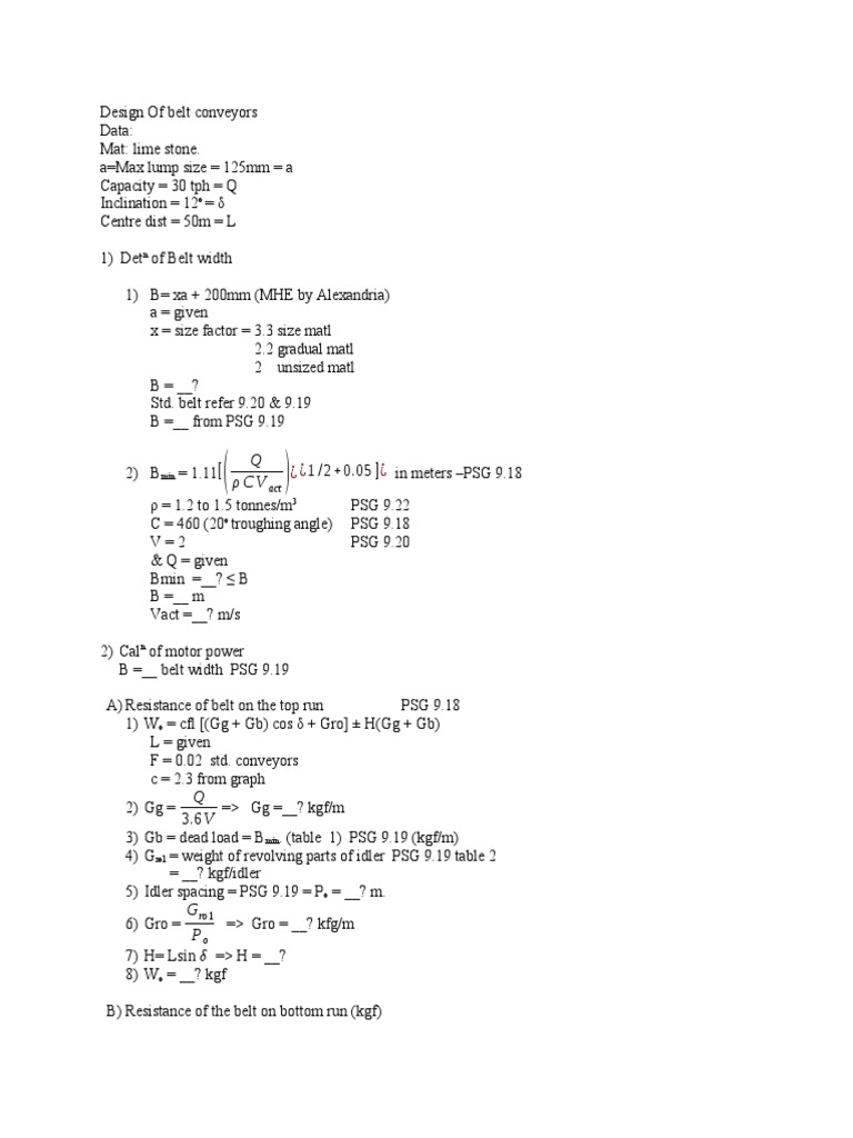 Design of Belt Conveyors | PDF | Belt (Mechanical) | Mechanics