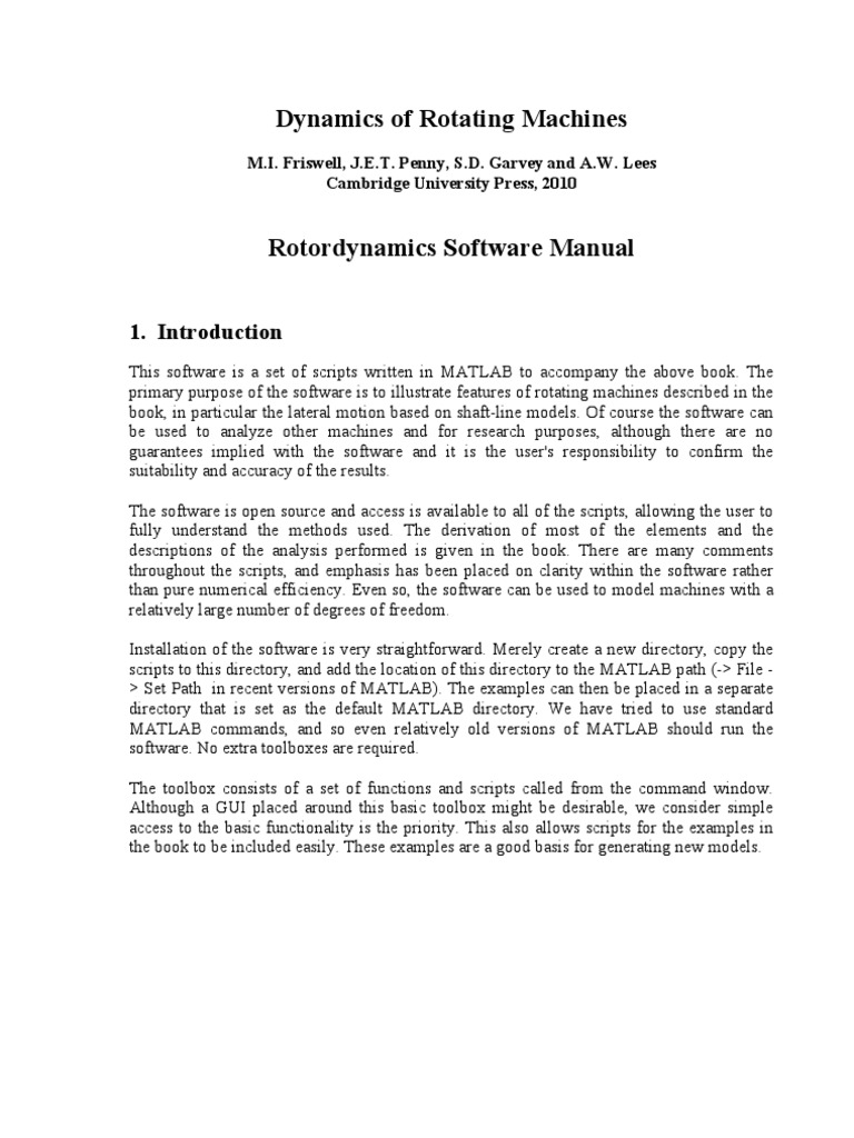 Dynamics of Rotating Machines: M.I. Friswell, J.E.T. Penny, S.D. Garvey and A.W. Lees Cambridge ...
