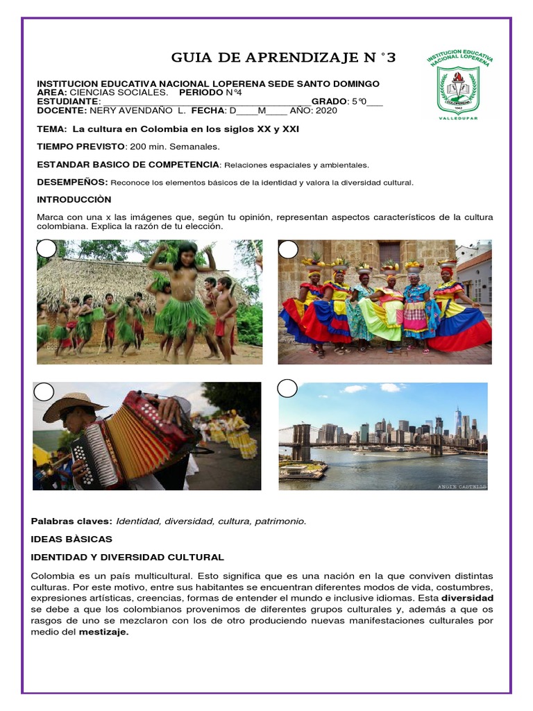 Guía #3 La Cultura en Colombia en Los Siglos XX y Xxi | PDF | Colombia ...