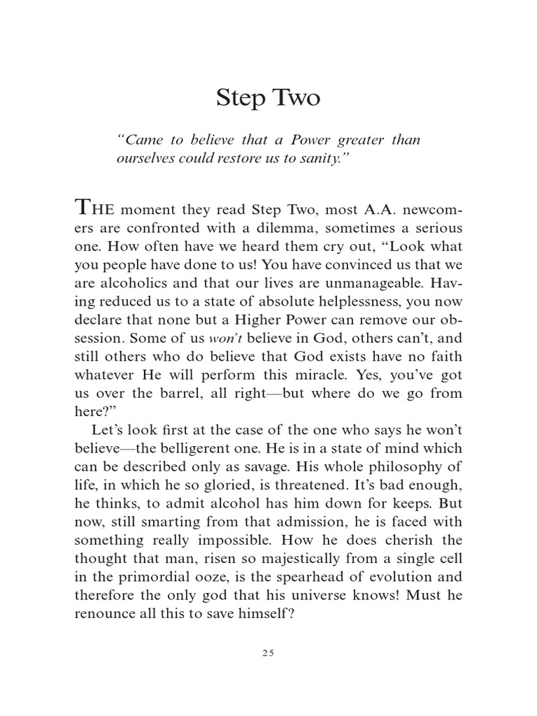 Step Two: "Came To Believe That A Power Greater Than Ourselves Could ...