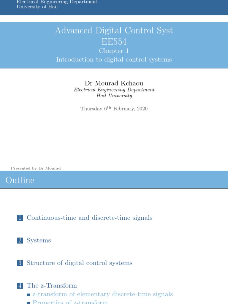 Advanced Digital Control Syst EE554 | PDF | Control Theory | Analog To ...