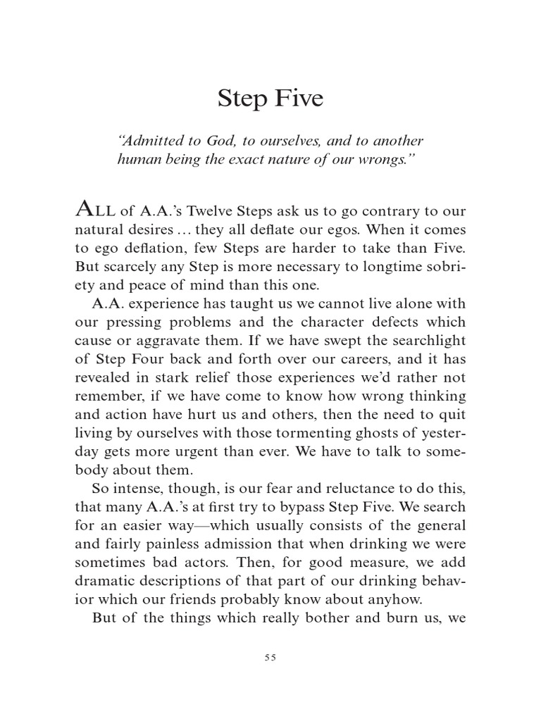 Step Five: "Admitted To God, To Ourselves, and To Another Human Being ...