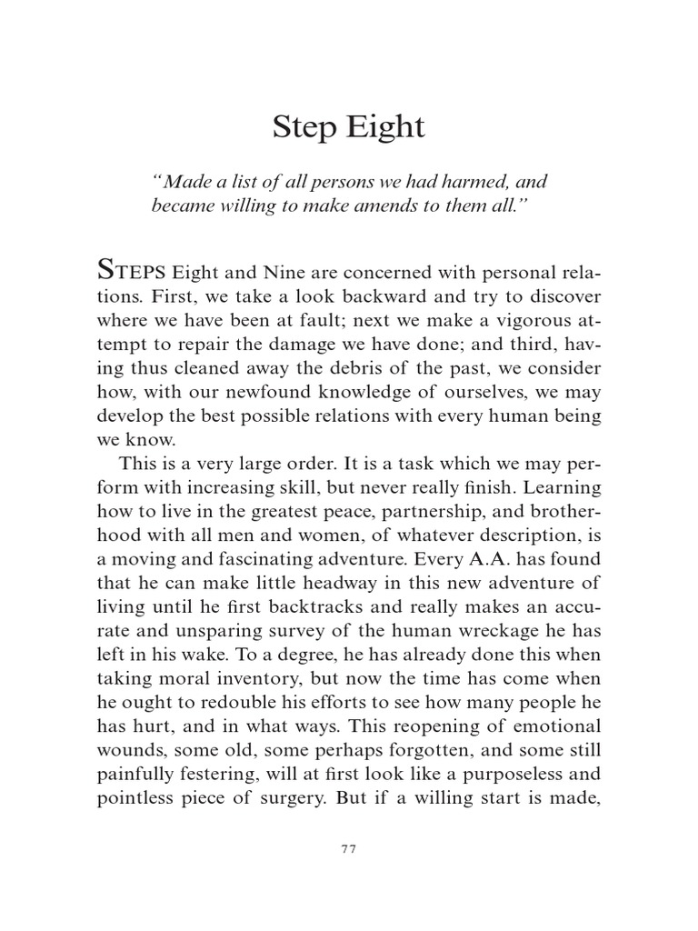 Step Eight: "Made A List of All Persons We Had Harmed, and Became ...