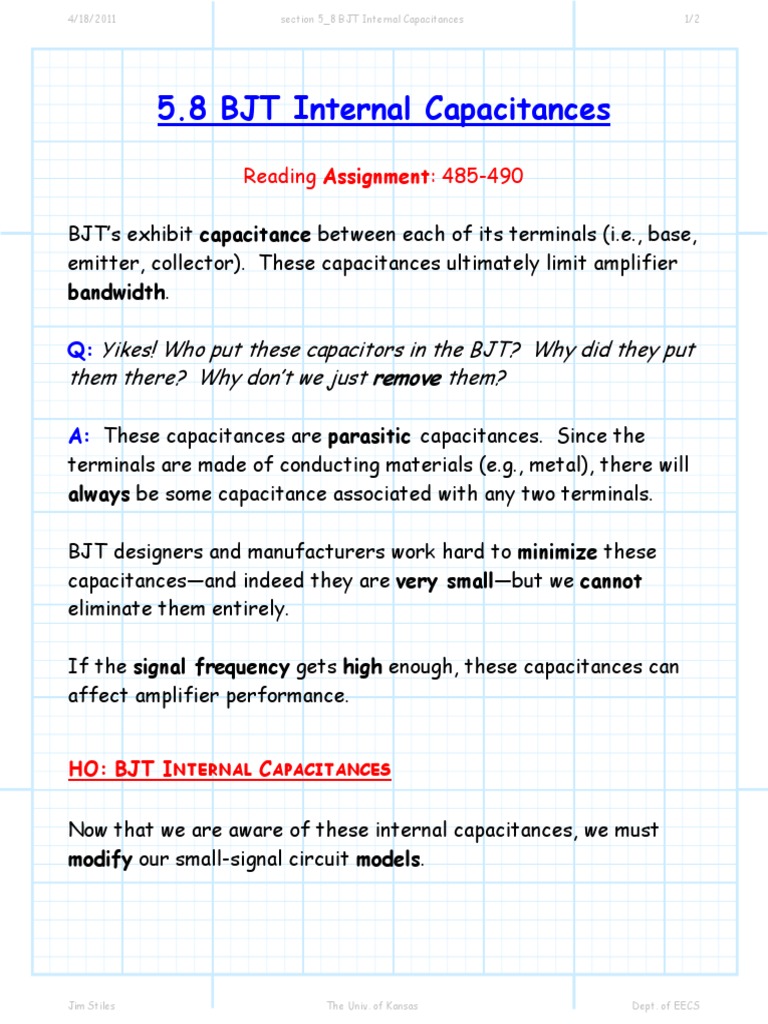 Section 5 - 8 BJT Internal Capacitances Lecture | PDF | Bipolar ...