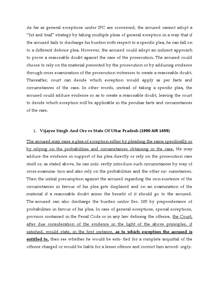 Plea of General Exception | PDF | Burden Of Proof (Law) | Plea