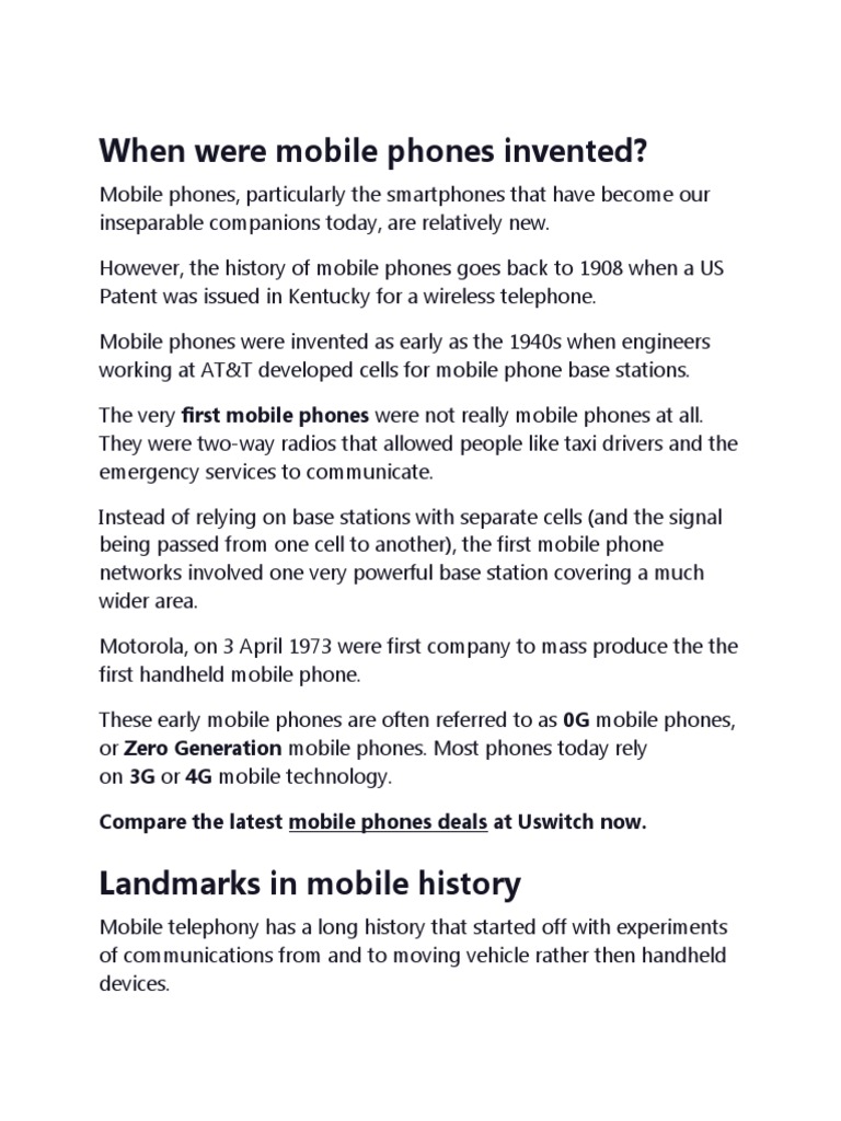When Were Mobile Phones Invented | PDF | Mobile Phones | Smartphone
