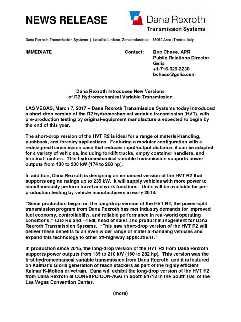 Dana Rexroth R2 HVT New Version | PDF | Transmission (Mechanics) | Vehicles