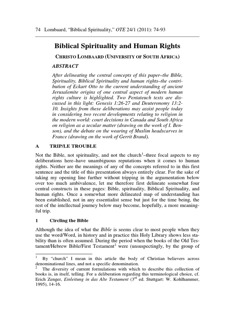Biblical Spirituality and Human Rights | PDF | Biblical Canon | Bible