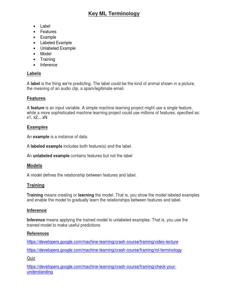 Key ML Terminology: Labels | PDF
