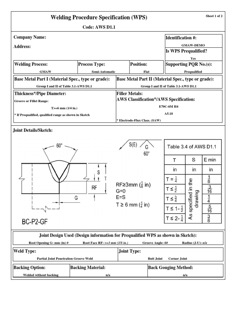 Welding Procedure Specification Sample - New Edition | PDF | Welding | Construction
