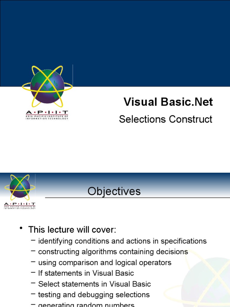 Lesson 4 Selection Constructs | PDF | Visual Basic .Net | Computer ... Lesson 4 Selection Constructs | PDF | Visual Basic .Net | Computer ...
