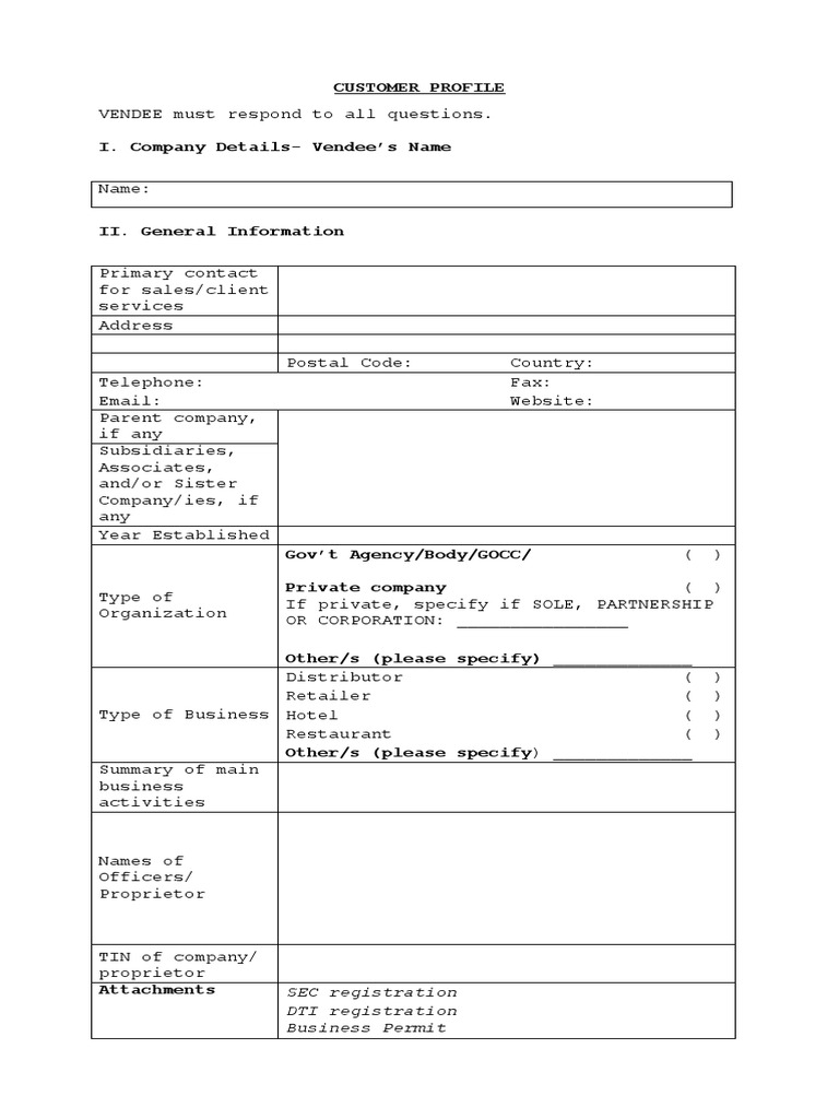 Customer Profile: SEC Registration DTI Registration Business Permit | PDF