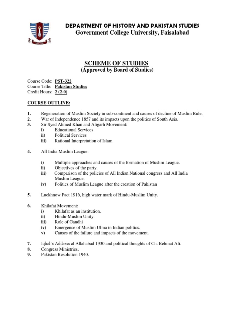 BA Pakistan Studies | PDF