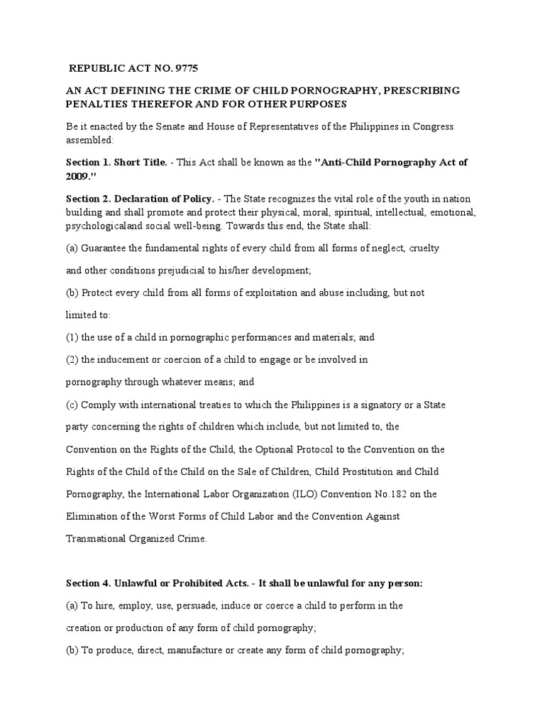 Republic Act No. 9775 (#1) | PDF | Children's Rights | Child Pornography