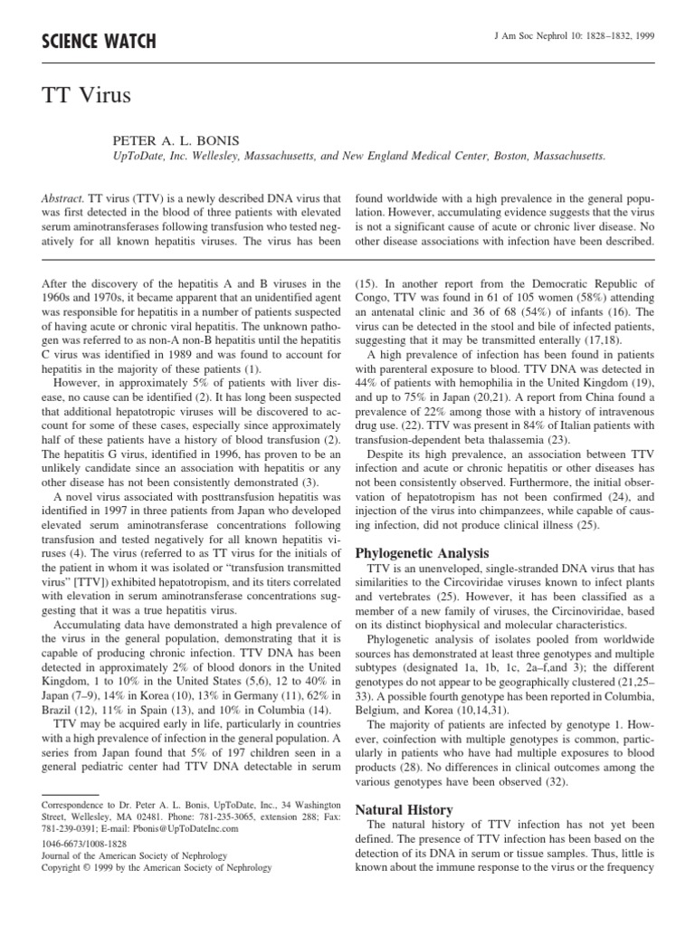 TT Virus: Science Watch | PDF | Hepatitis | Hepatitis C