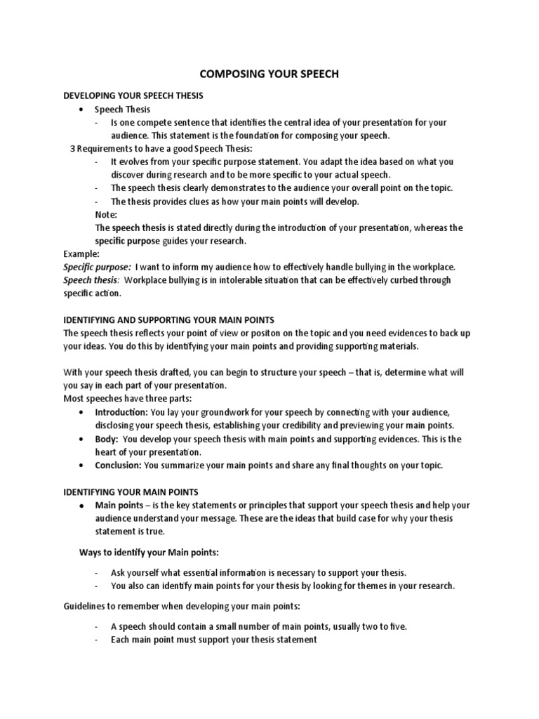 Composing Your Speech | PDF | Idea | Definition