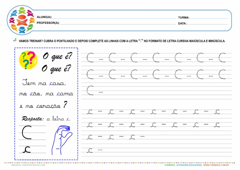 Atividade Educativa Preescola Alfabeto Letra C Cursiva Maiuscula ...