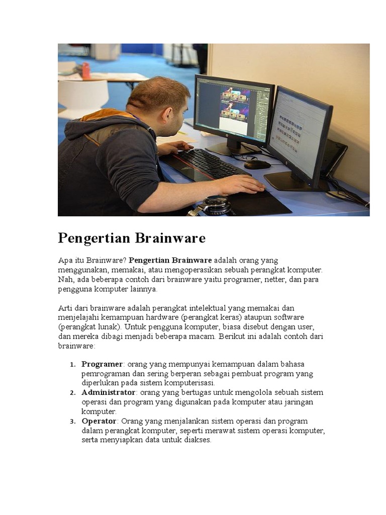 Brainware Pengertian Fungsi Jenis Kompon PDF | PDF | Karier & Perkembangan | Komputer