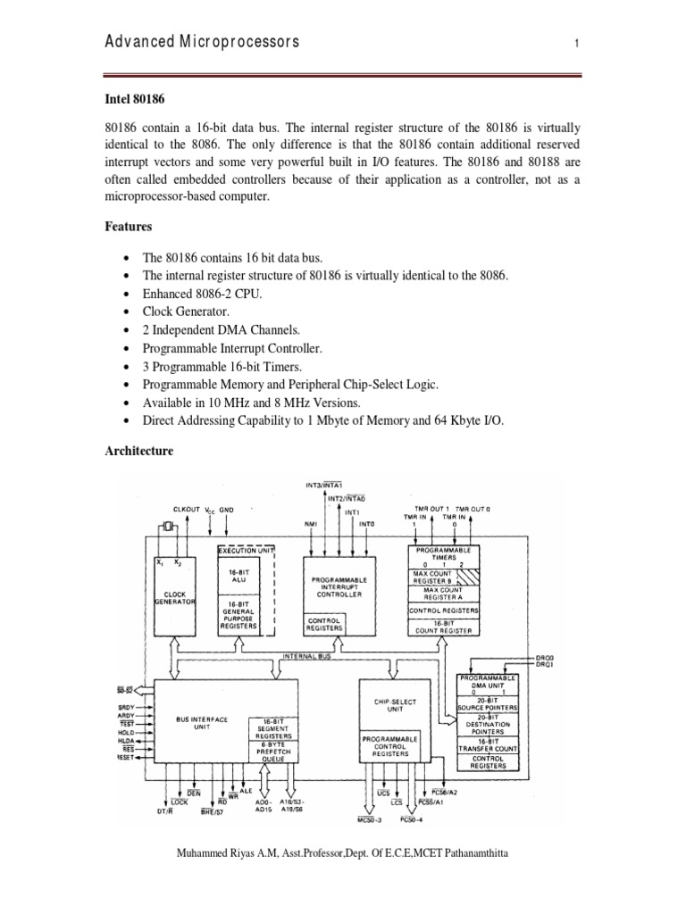 An In-Depth Look at the Intel 80186 and 80286 Microprocessors | PDF | Central Processing Unit ...
