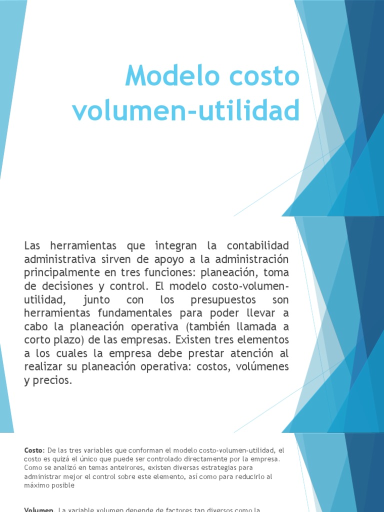 Modelo Costo Volumen-Utilidad, y El Punto de Equilibrio | PDF | Costo | Marketing