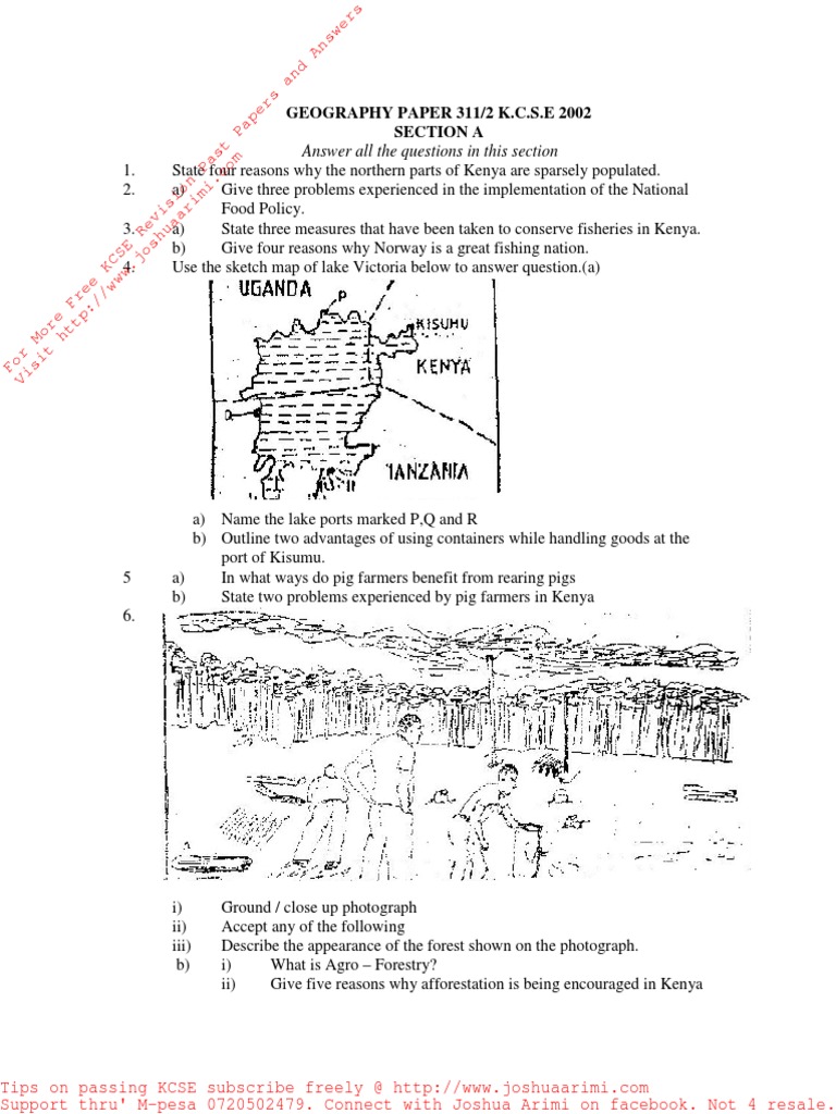 KCSE 2002 Geography Paper 2 E PDF | PDF | Glacier | Rock (Geology)