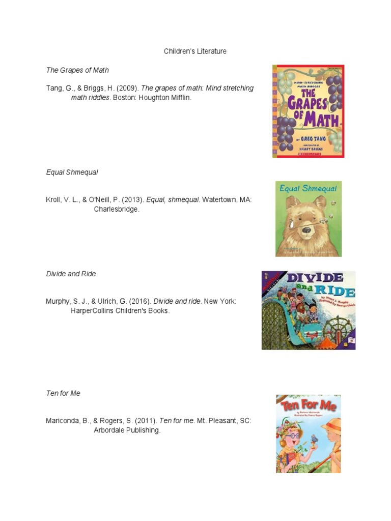 Math Unit Books 1 | PDF