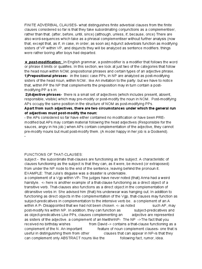 Post-Modification: in English Grammar, A Postmodifier Is A Modifier ...