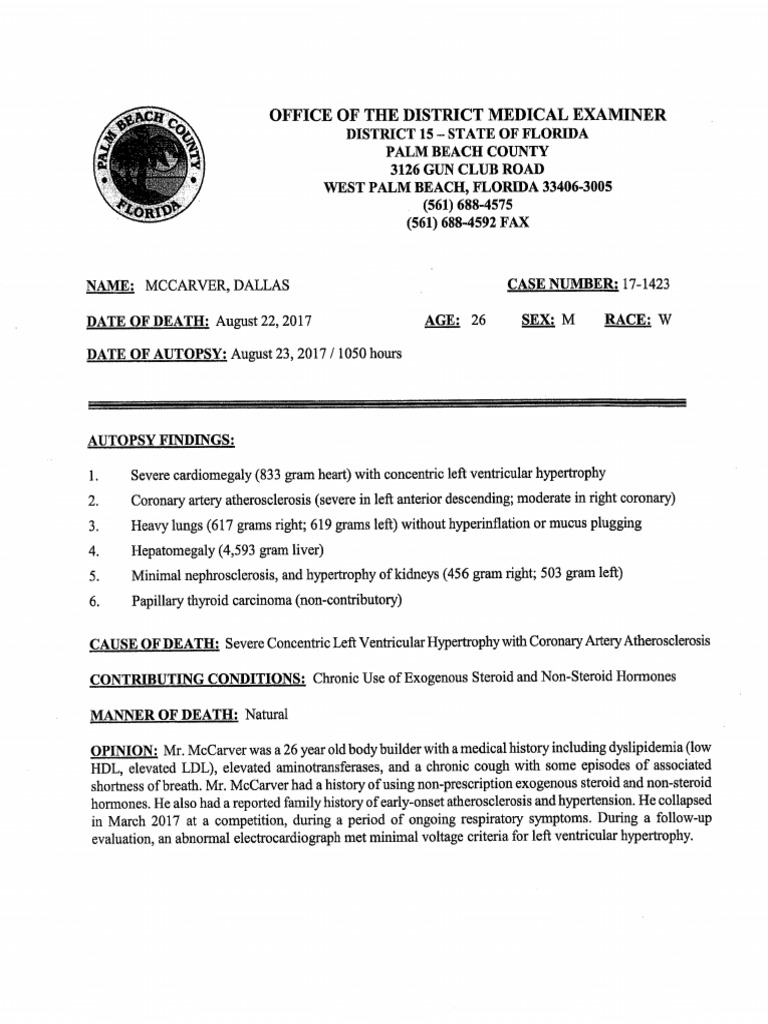 Dallas McCarver Autopsy Report PDF | PDF