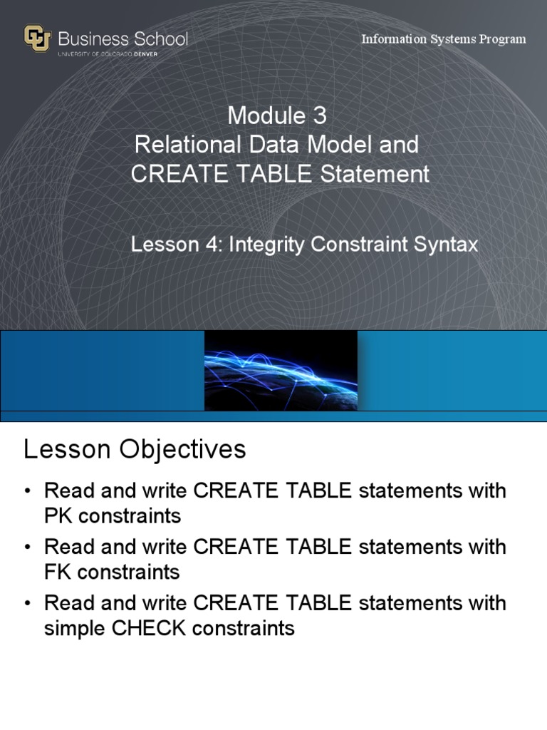 4 Integrity Constraint Syntax | PDF | Relational Database | Data Model