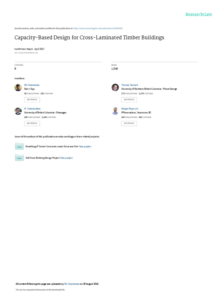 Capacity-Based Design For Cross-Laminated Timber Buildings: April 2017 ...