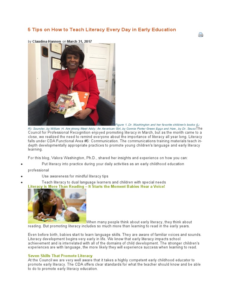 5 Tips On How To Teach Literacy Every Day in Early Education | PDF ...
