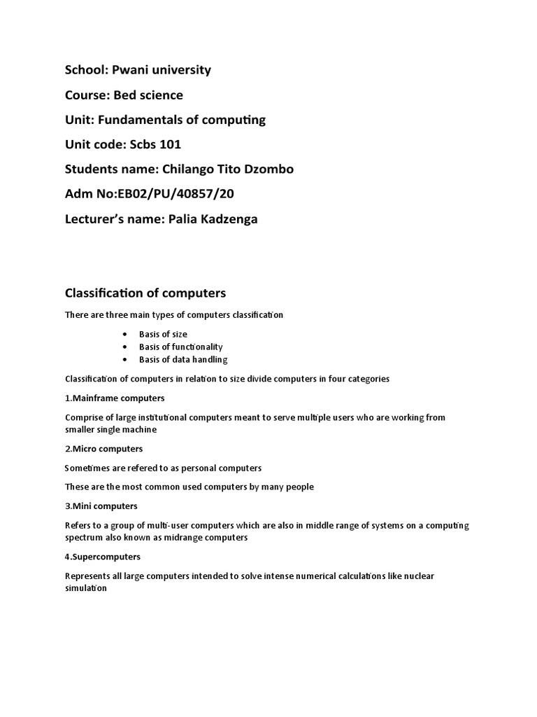 Classification of Computers | PDF | Network Topology | Duplex (Telecommunications)