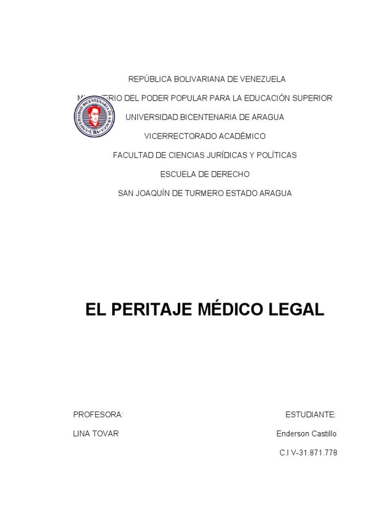 El Peritaje Médico Legal | PDF | Testigo experto | Evidencia (ley)
