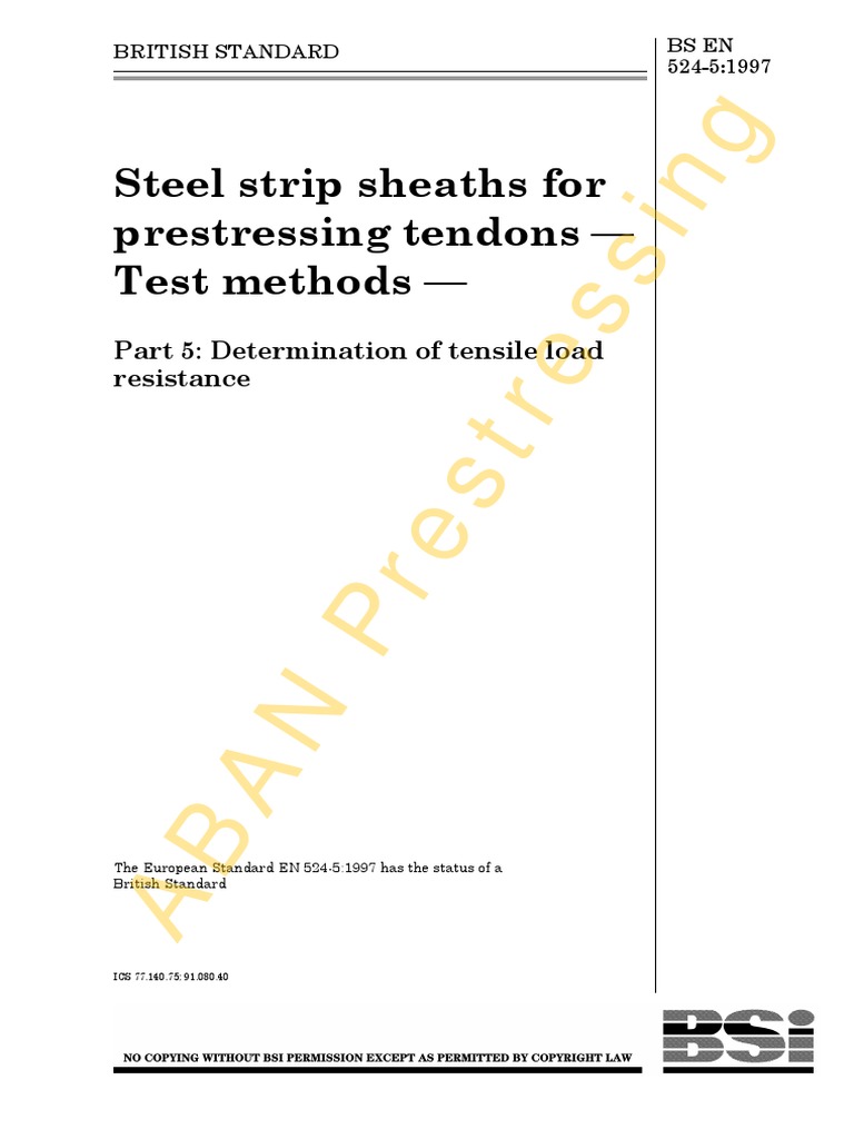 ABAN Prestressing: Steel Strip Sheaths For Prestressing Tendons - Test ...