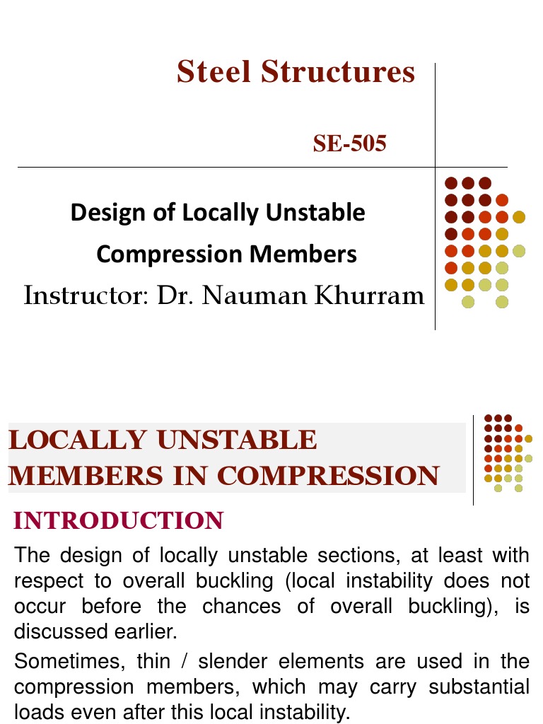 M.Sc. Steel - Locally Unstable Sections | PDF | Buckling | Strength Of ...