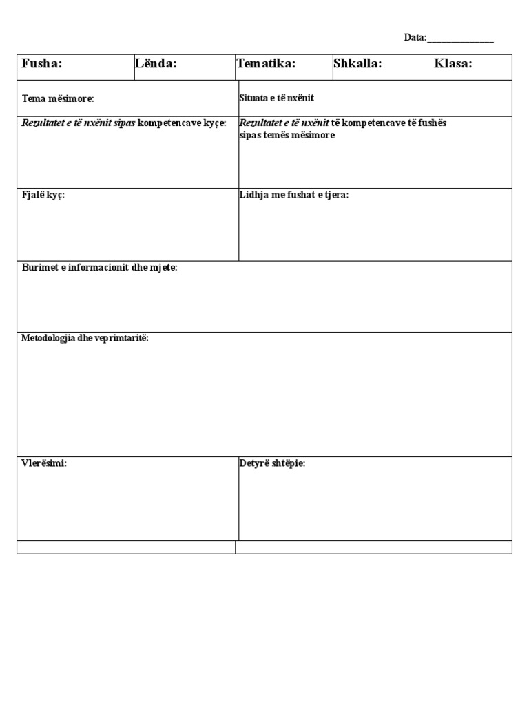 Struktura e Ditarit Të Mësuesit | PDF