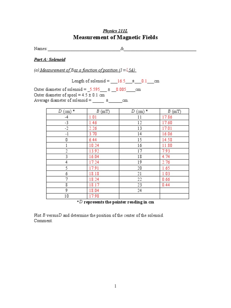 Measurement of Magnetic Fields: Physics 211L | PDF | Magnetic Field ...
