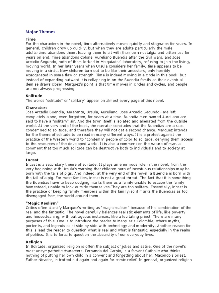 One Hundred Years of Solitude by Gabriel García Márquez (Analysis) | PDF