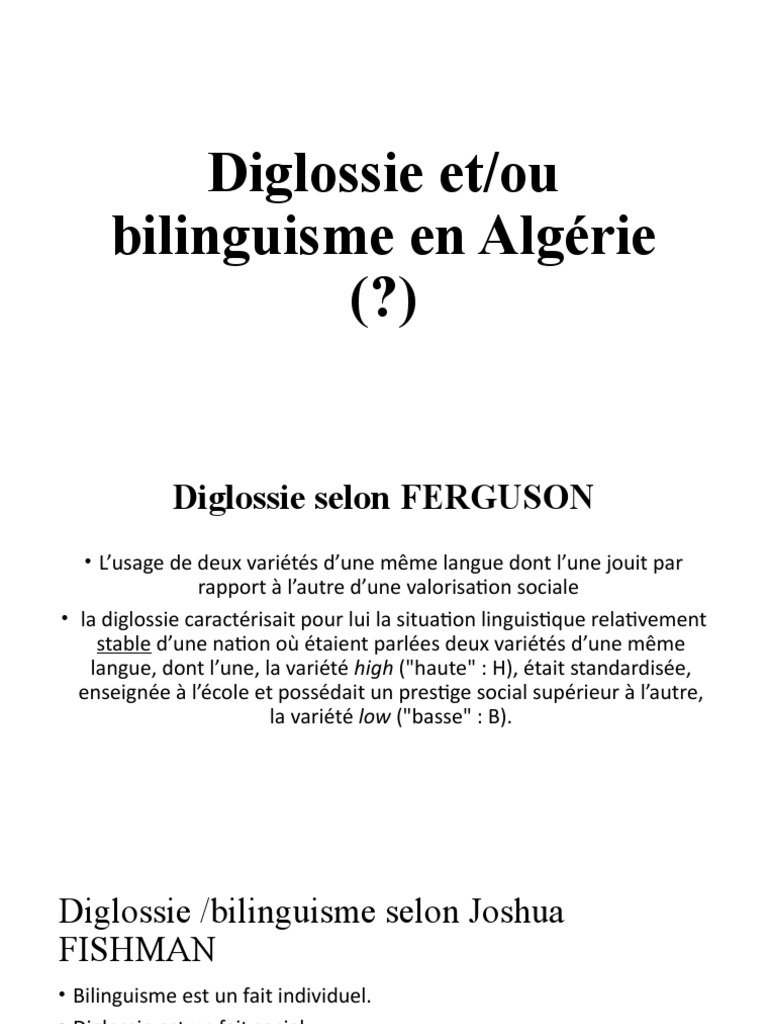 Diglossie Bilinguisme en Algéreie | PDF | Arabe | Pédagogie