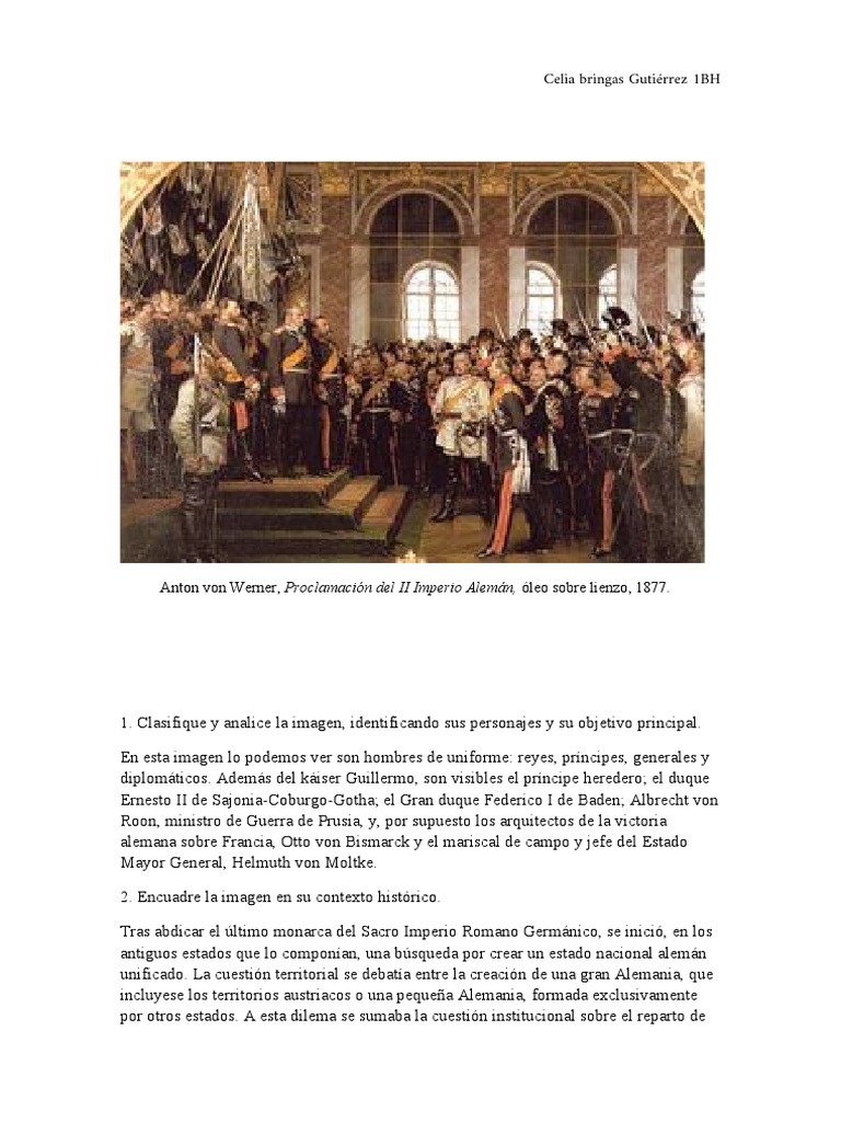 La proclamación del Segundo Imperio Alemán | PDF | imperio Alemán ...