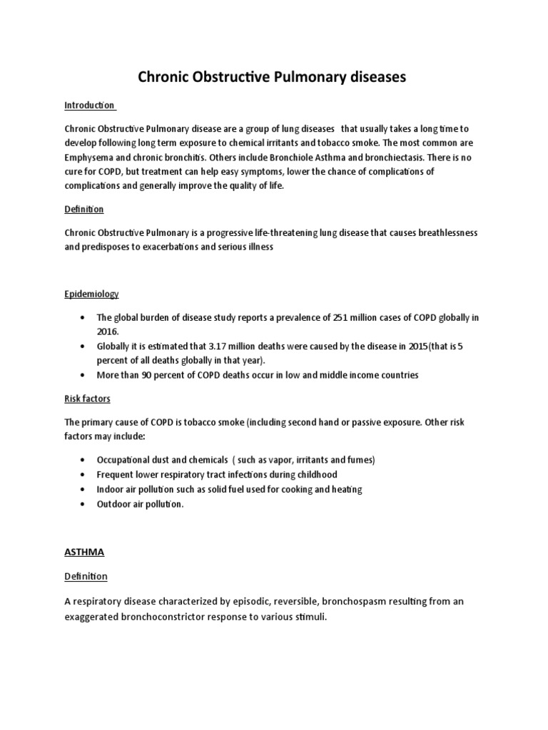 Chronic Obstructive Pulmonary Diseases | PDF | Asthma | Chronic ...