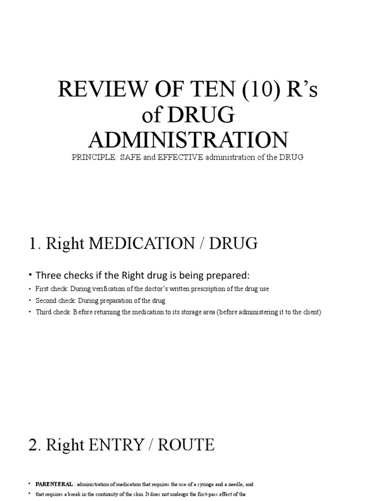 Review of Ten (10) R'S of Drug Administration | PDF | Topical ...