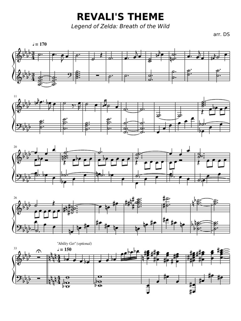 Legend of Zelda Breath of The Wild - Revalis Theme Piano Cover PDF | PDF | The Legend Of Zelda ...