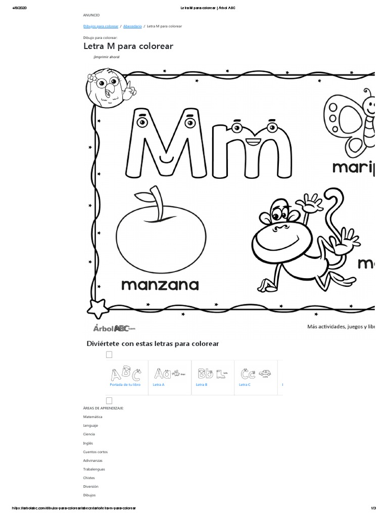 Letra M para Colorear - Árbol ABC | PDF | Cognición | Educación avanzada