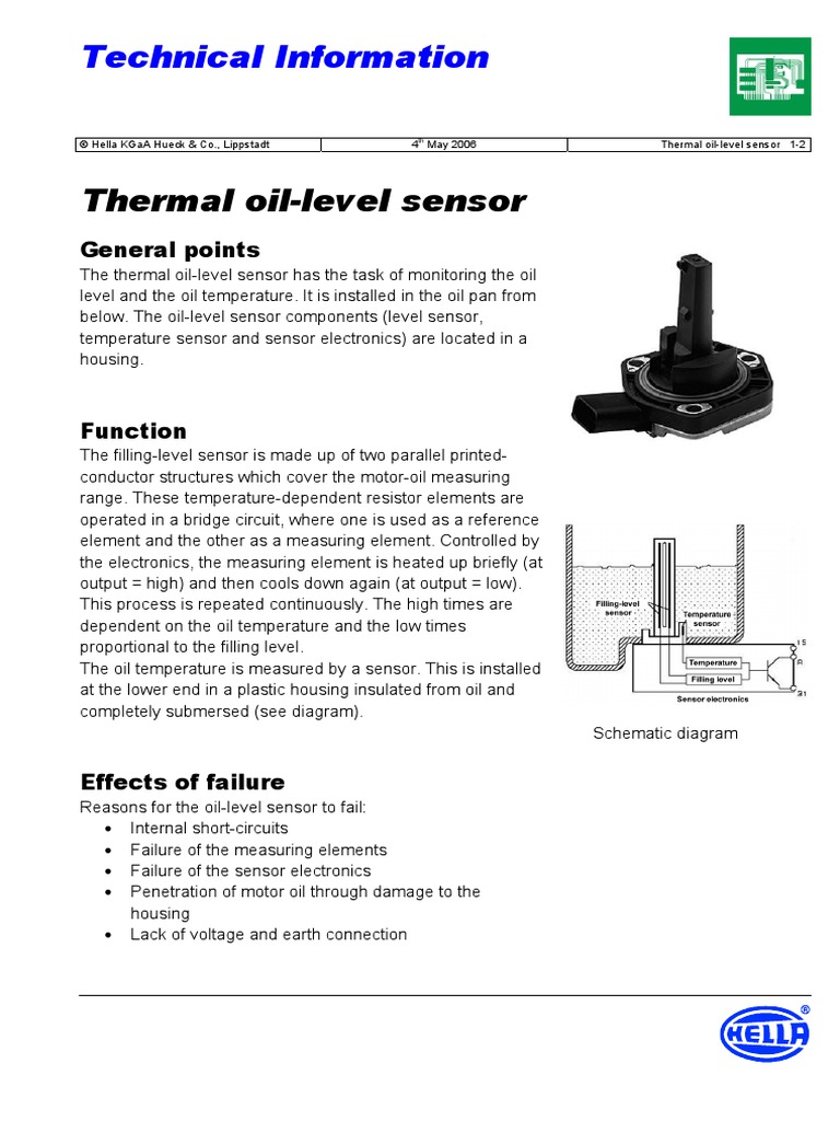 Thermal Oil-Level Sensor: Technical Information | PDF | Electronics ...