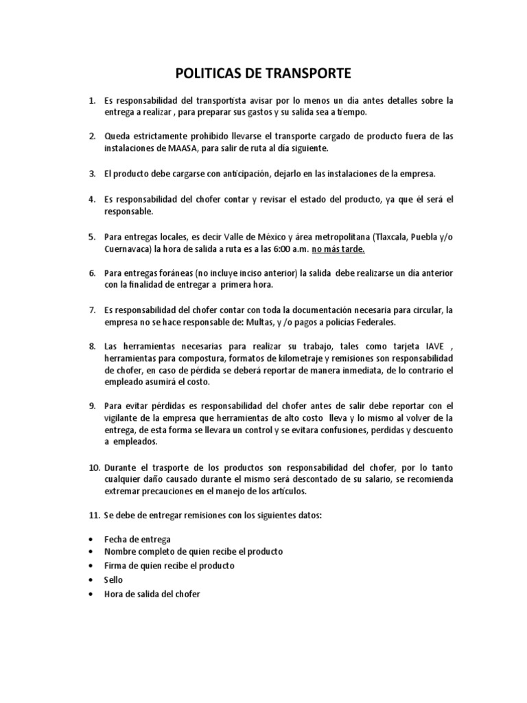 Politicas De Transporte Pdf Transporte Business 3395