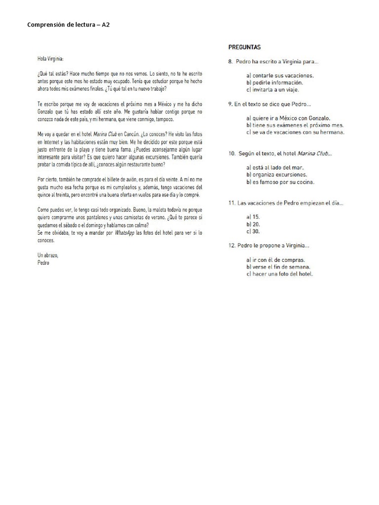 Ejercicios A2 - Textos | PDF