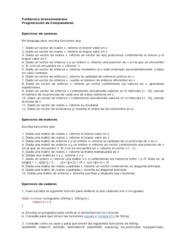 Programación Vectores Ejercicios Básicos | PDF