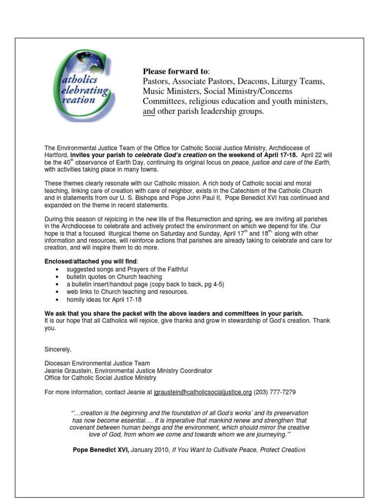 Earth Day Resources | PDF | Catholic Social Teaching | Catholic Church